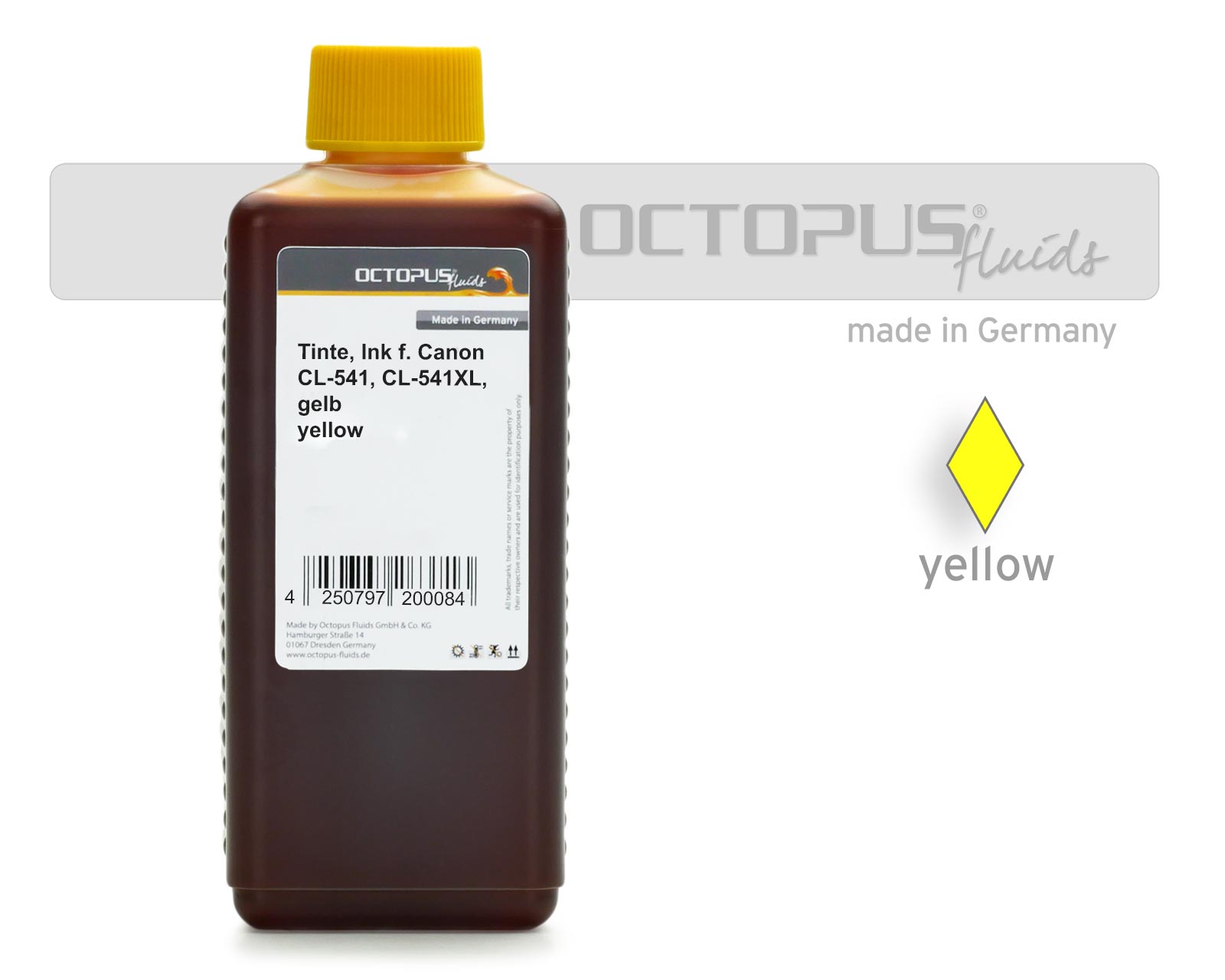Nachfülltinte Canon CL-541, CL-541XL gelb | Octopus®