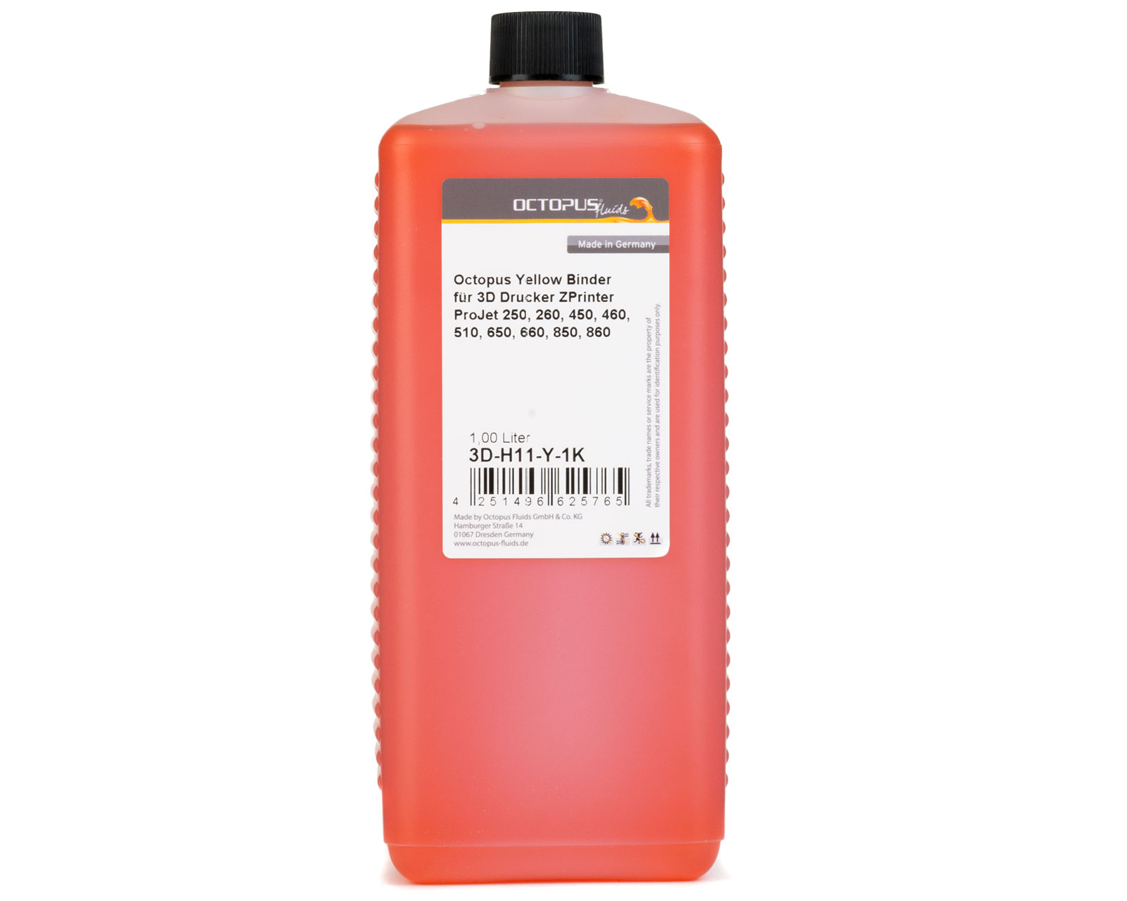 Octopus Yellow Binder for 3D printer ZPrinter ProJet 250, 260, 450, 460 ...