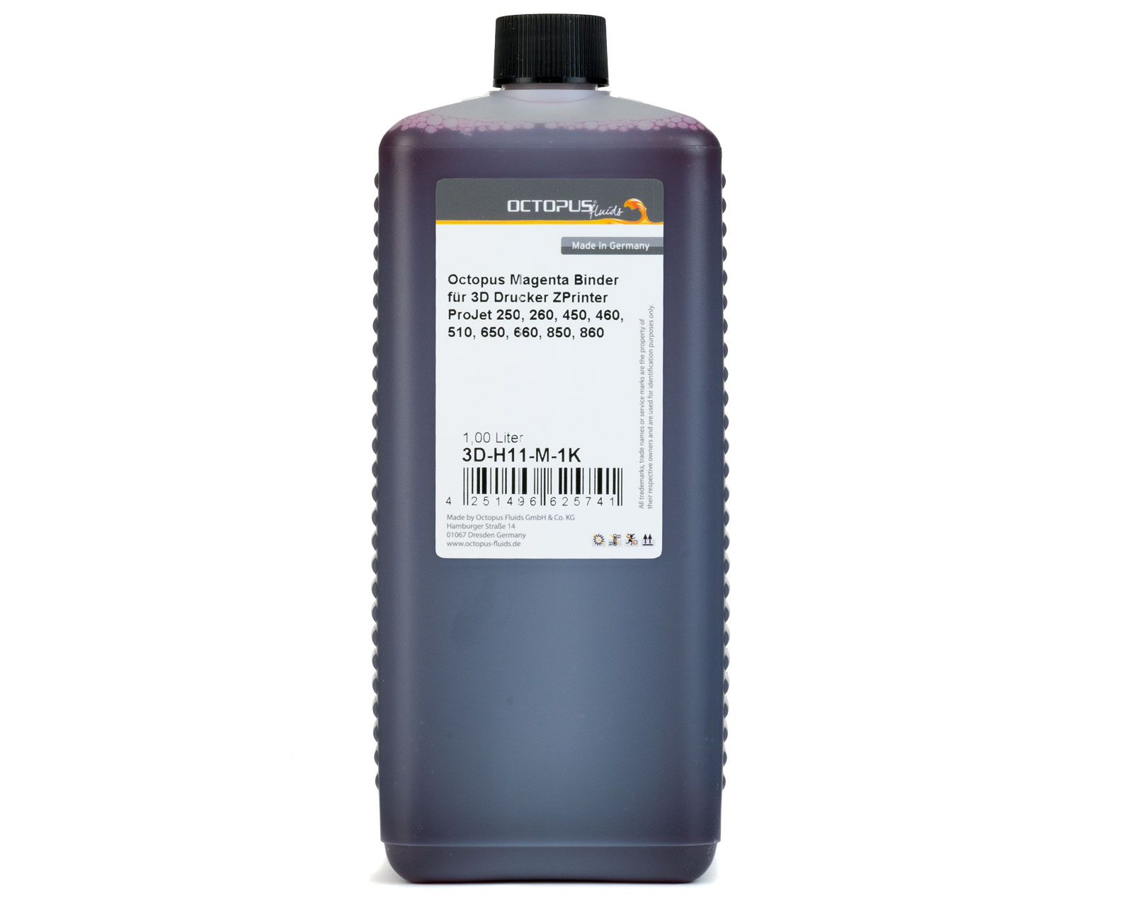 Octopus Magenta Binder für 3D Drucker ZPrinter ProJet 250, 260, 450 ...