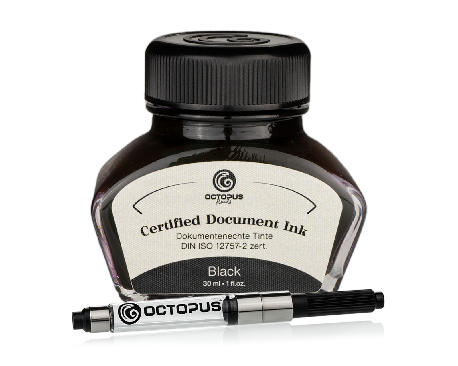 Document Ink Black, with converter, DIN ISO 12757-2 certified, 30ml ...